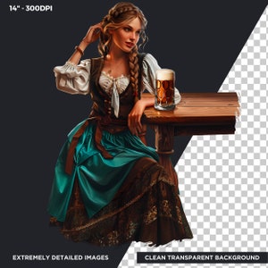 22 Oktoberfest Beer Maids Clipart Set, Bavarian Girls, Oktoberfest ...