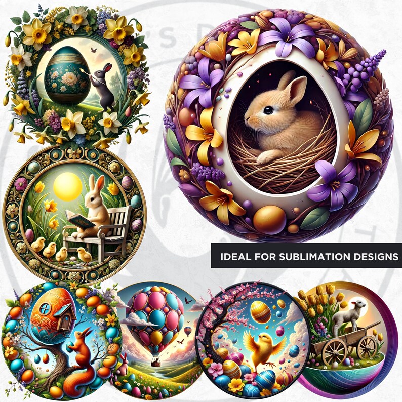 Easter Clipart Bundle: Bunny, Eggs, Floral PNG Graphics (digital ...