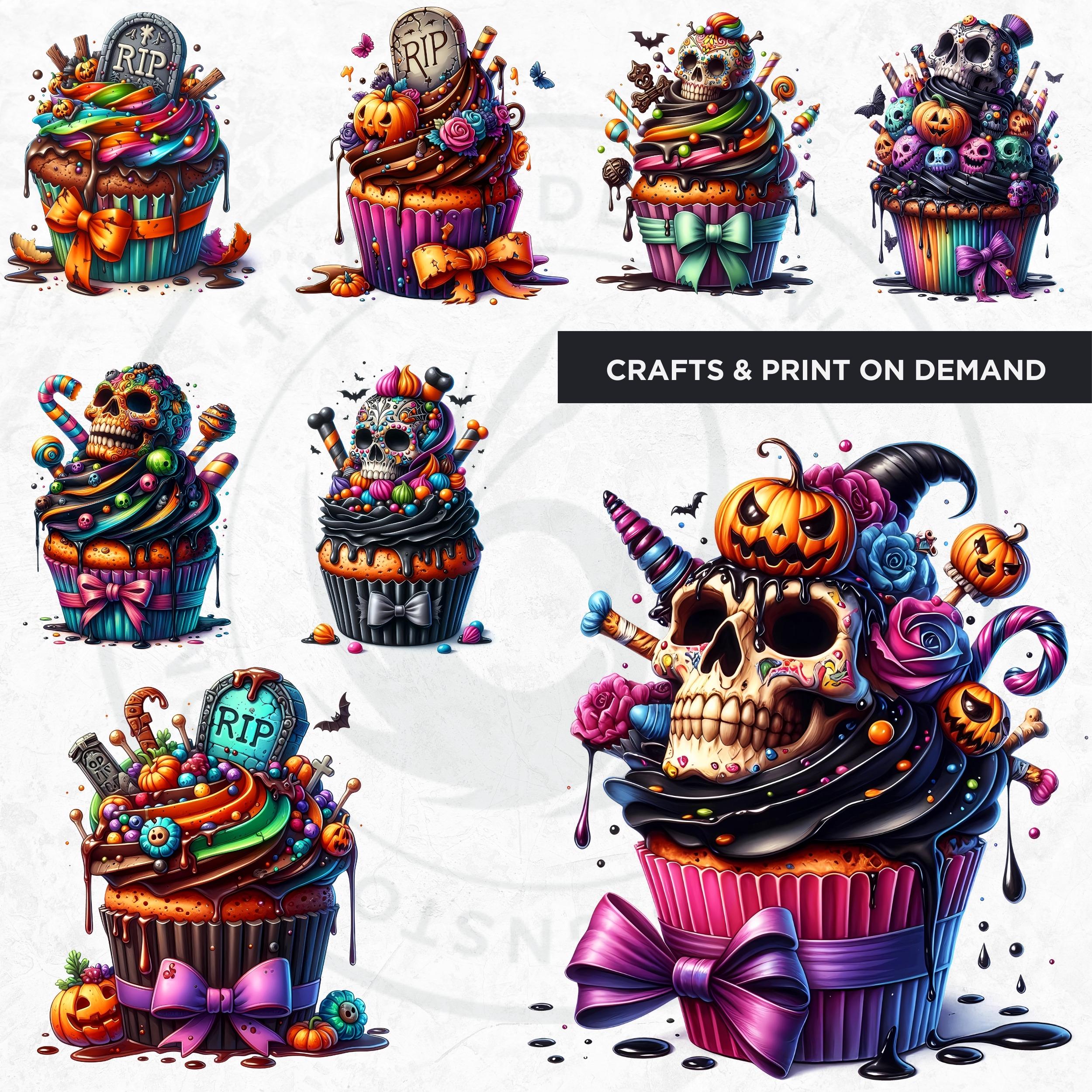 Halloween Cupcake Clipart Set: Spooky Dsserts PNG Images (digital ...