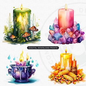 Halloween Candles PNG Watercolor Clipart. Scrap Book, Junk Journal ...
