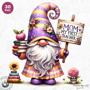 Watercolor Mother's Day Gnome Clipart, Gnomes With Signs, Mother's Love ...