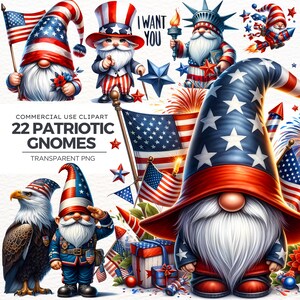 Patriotic Gnome Clipart PNG Bundle - 22 American Pride PNG, 4th of July ...