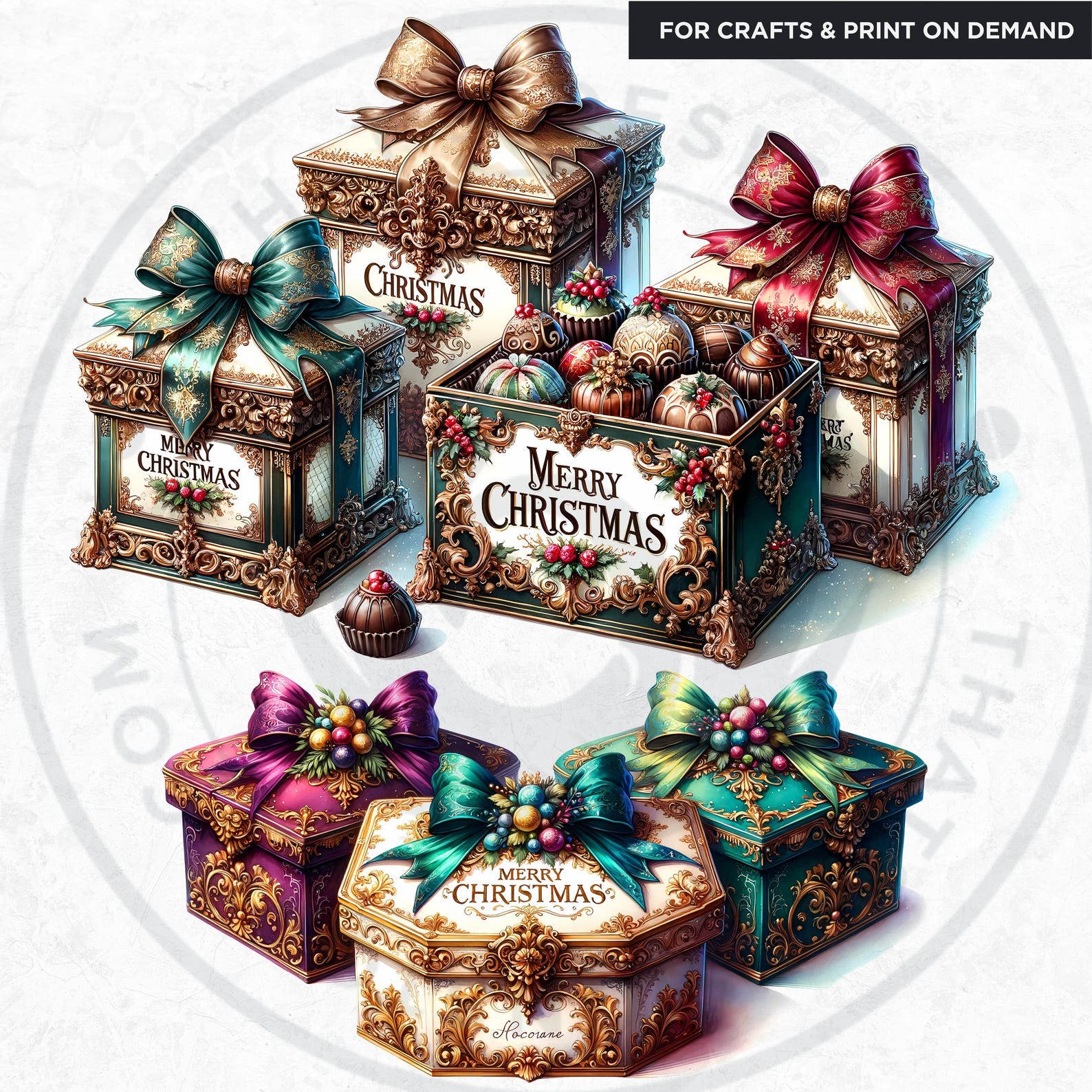 Victorian Christmas Chocolate Box Clipart Set: Sweets PNG (digital ...