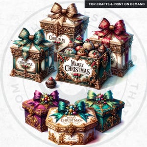 Victorian Christmas Chocolate Box Clipart Set: Sweets PNG (digital ...
