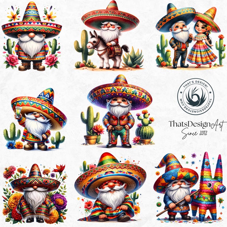 Cinco De Mayo Gnomes PNG Clipart Set: Mexican Fiesta Art (digital ...