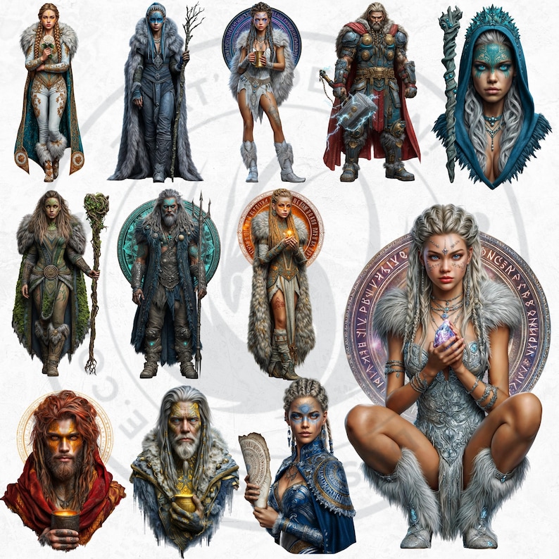 Norse Gods Clipart Bundle: Viking Mythology Illustrations, RPG ...