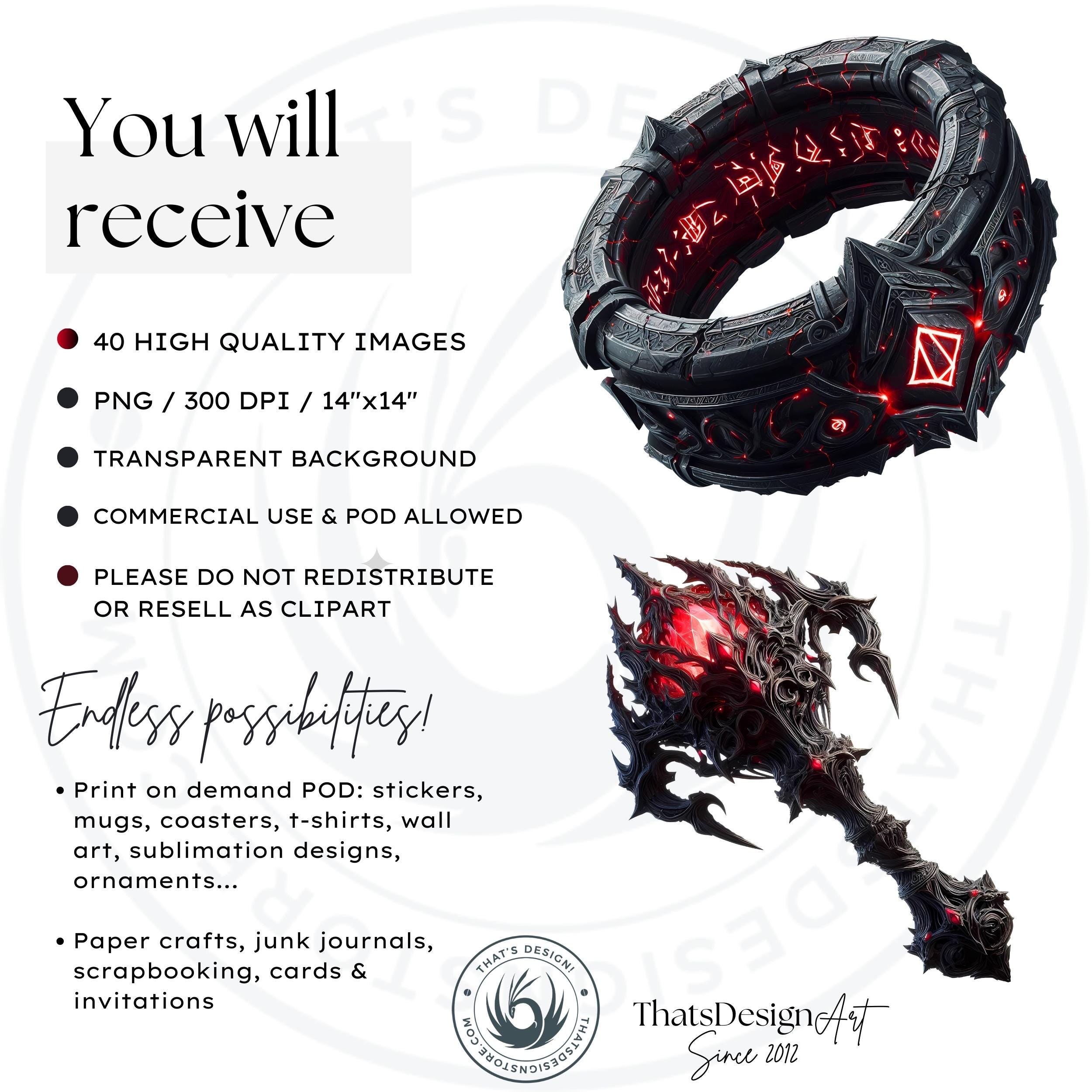 Dark Fantasy Clipart: Evil Sorcerer Artifacts, RPG Elements (PNG ...