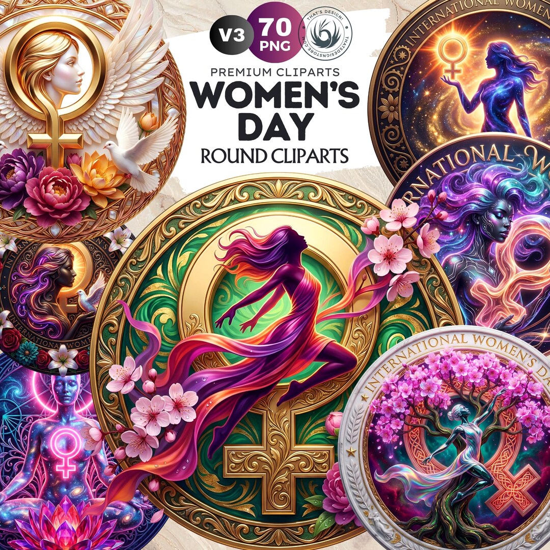 International Women's Day Clipart PNG Bundle, Empowered Feminine ...