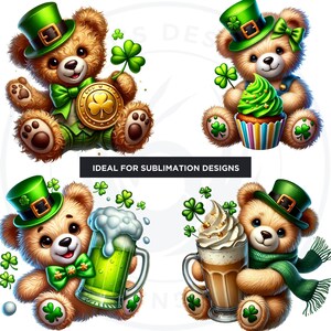 St Patrick's Day Teddy Bear Clipart Set, Cute Saint Patrick Teddy Bear ...