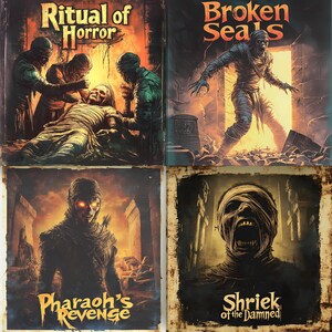 Pulp Mummy Digital Paper JPEG Set, Mummy Illustrations, Distressed ...