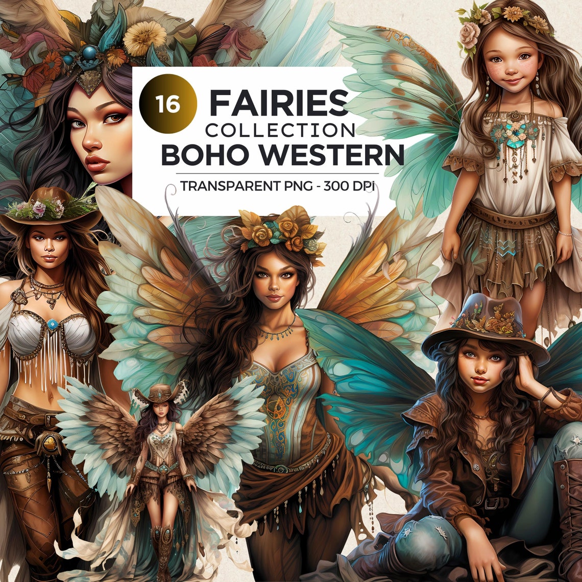 Boho Western Fairy Clipart: Amerindian PNG Bundle (digital Download) - Etsy