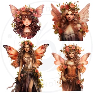 Peachy Boho Fairy Clipart PNG, Pink Fairies Clip Art, Bohemian Clipart, Fairytale Bundle PNG for ...