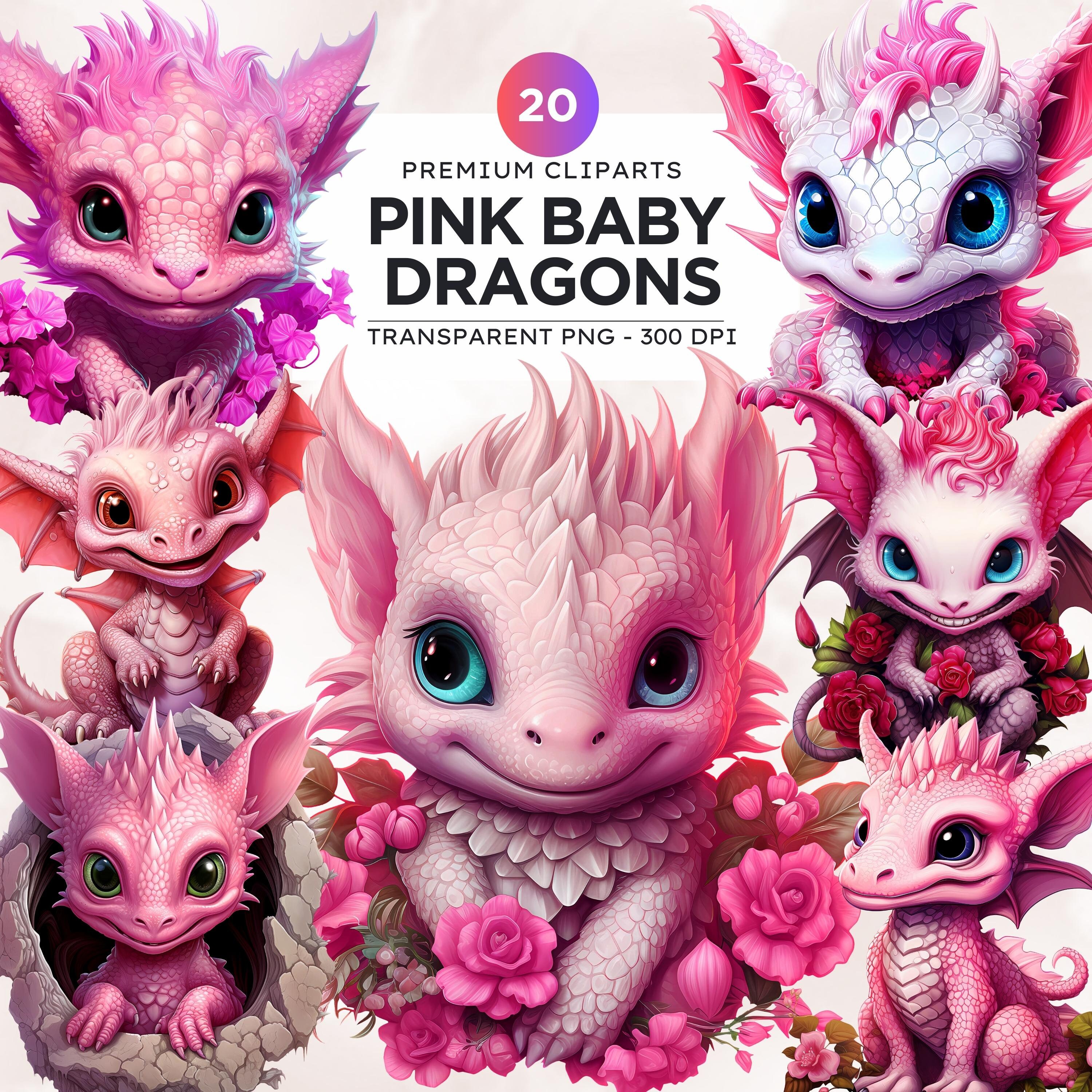 Cute Pink Baby Dragons Clipart PNG for Crafts and - Etsy