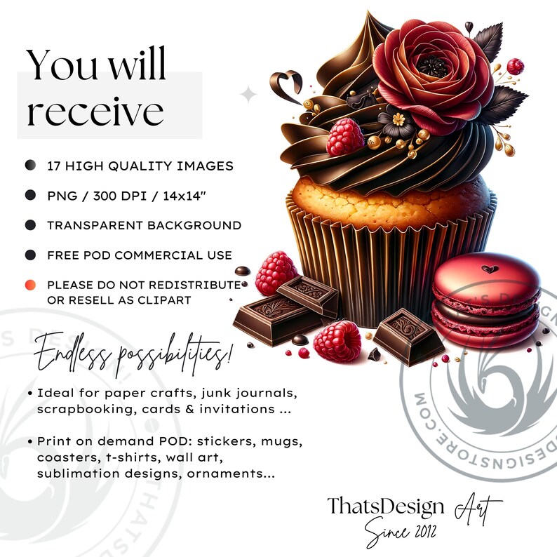 Valentine Cupcake Clipart Bundle: Red Sweets PNG (commercial Use) - Etsy