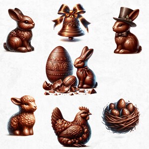 Easter Chocolate Clipart Bundle Featuring Easter Bunny, Eggs, Treats ...