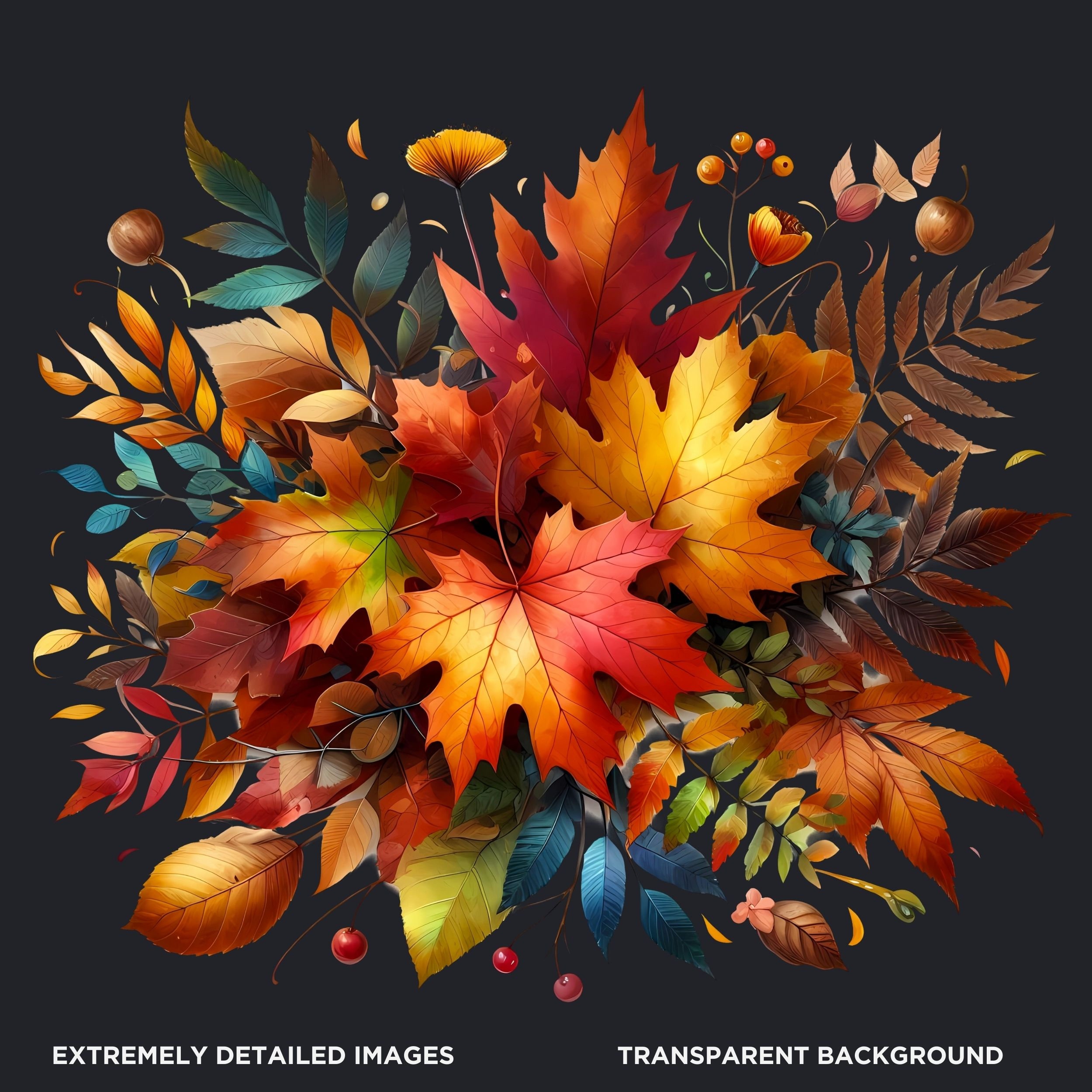 Autumn Leaves Clipart Set: Watercolor Fall PNG Graphics (digital ...