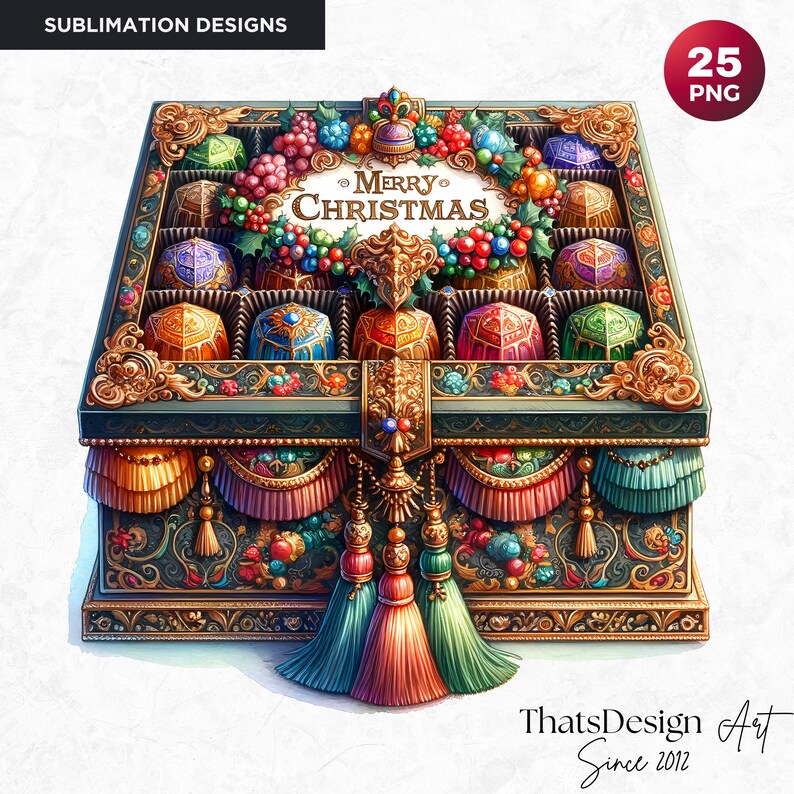 Victorian Christmas Chocolate Box Clipart Set: Sweets PNG (digital ...