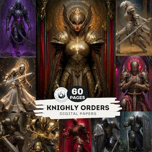 Knightly Orders Fantasy Armor Digital Paper: Medieval RPG Backgrounds ...