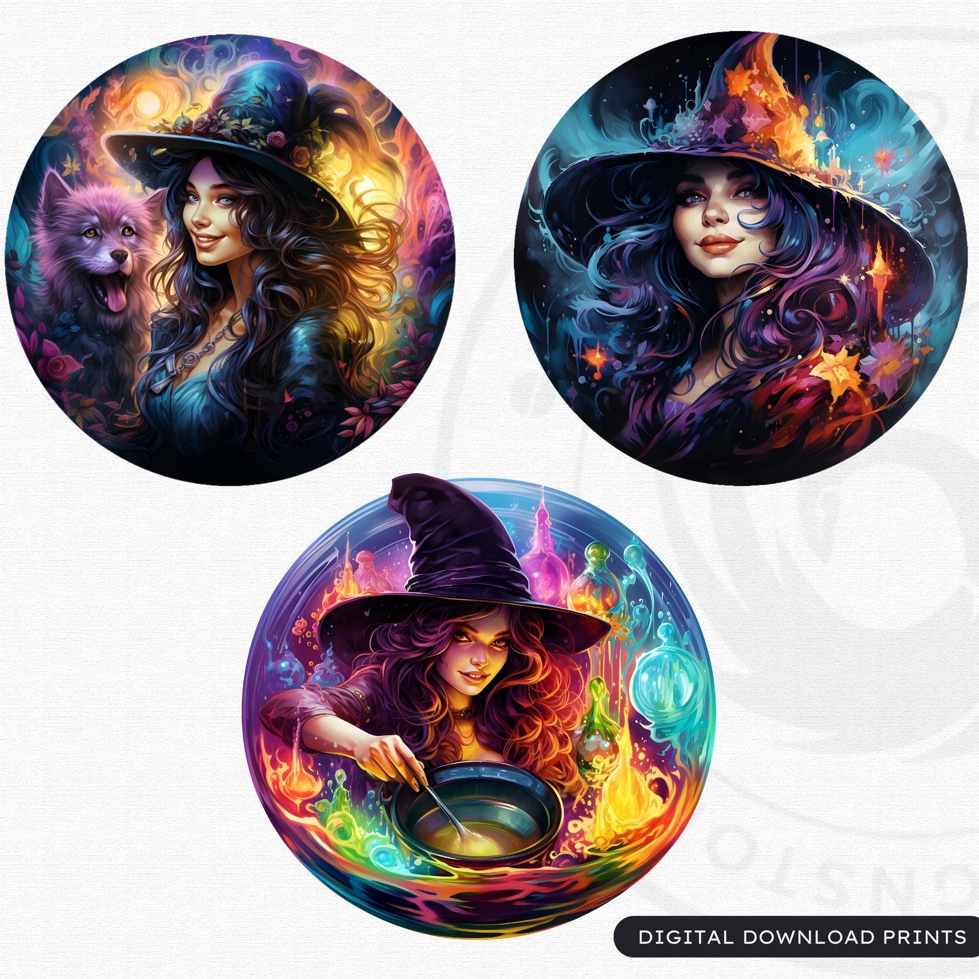 Fantasy Witch Clipart PNG Bundle: Celestial Witchcraft Graphics ...