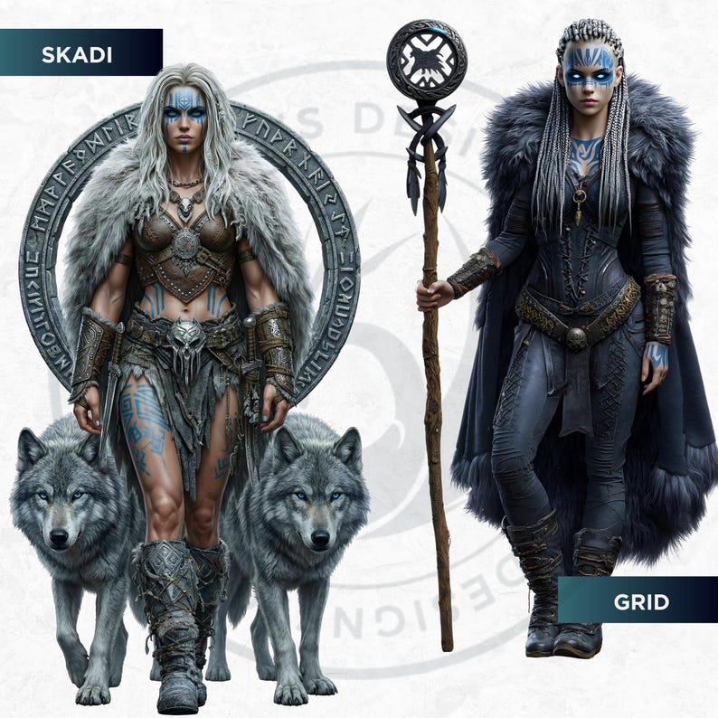 Norse Jotun Gods Clipart Bundle: Viking Giant Mythology Illustrations ...
