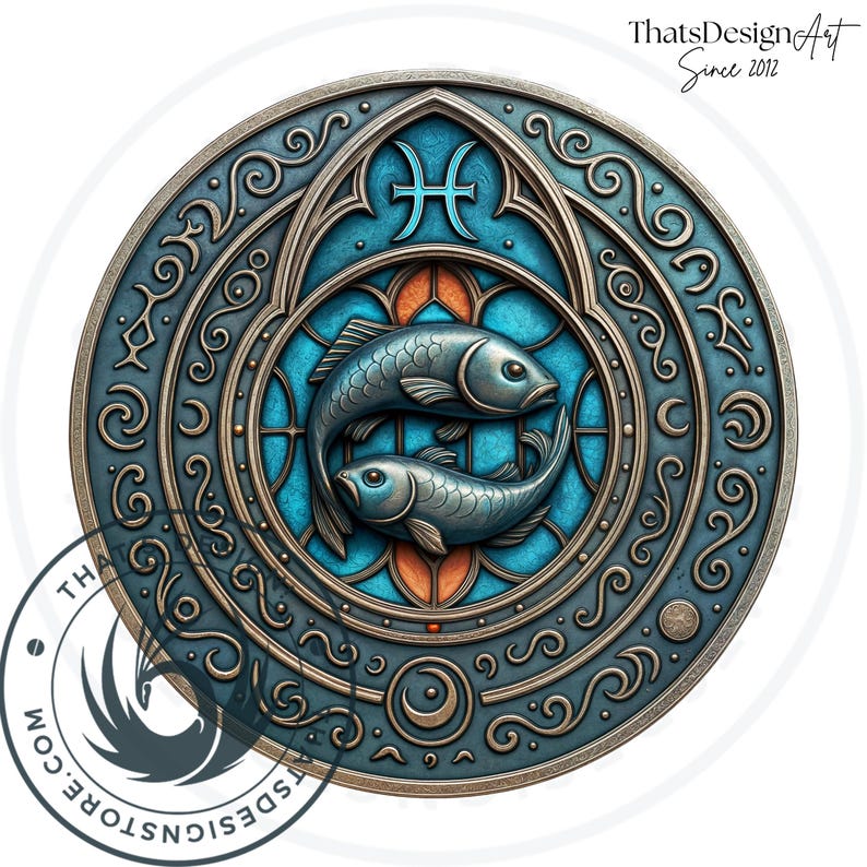 Gothic Stained Glass Zodiac Signs Clipart: Fantasy Astrology (PNG Set ...
