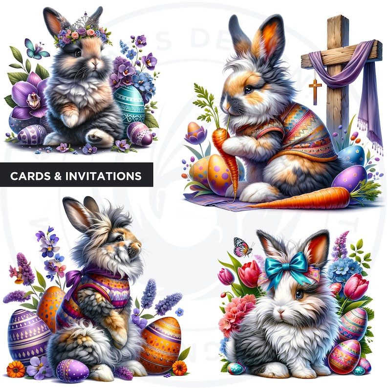 Easter Bunny Clipart Bundle: Spring PNG Graphics (commercial Use) - Etsy