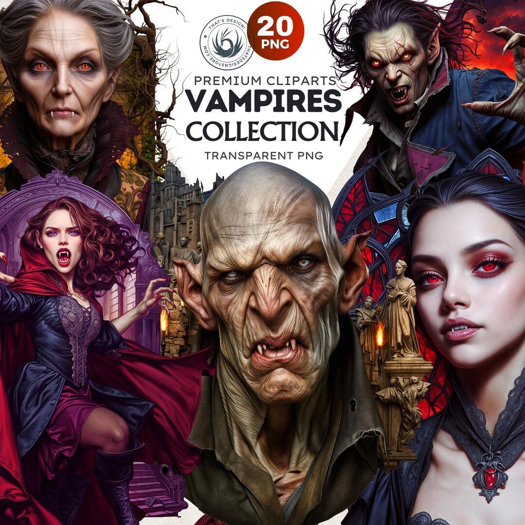 Gothic Vampire Clipart Set: Halloween Dracula PNG (digital Download ...