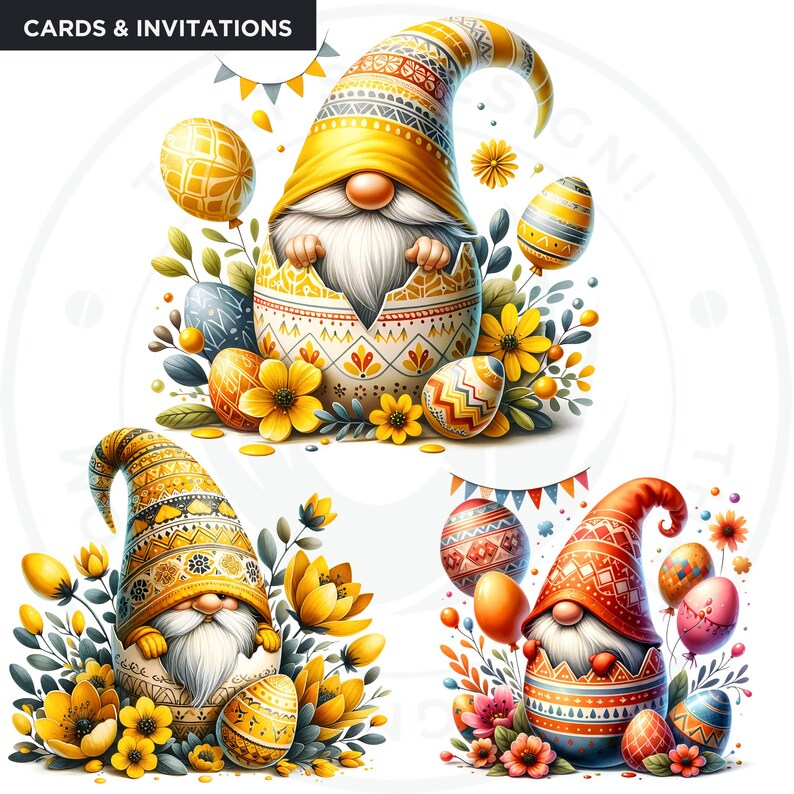 Easter Gnome Clipart Bundle: Watercolor Spring PNG Graphics (commercial ...