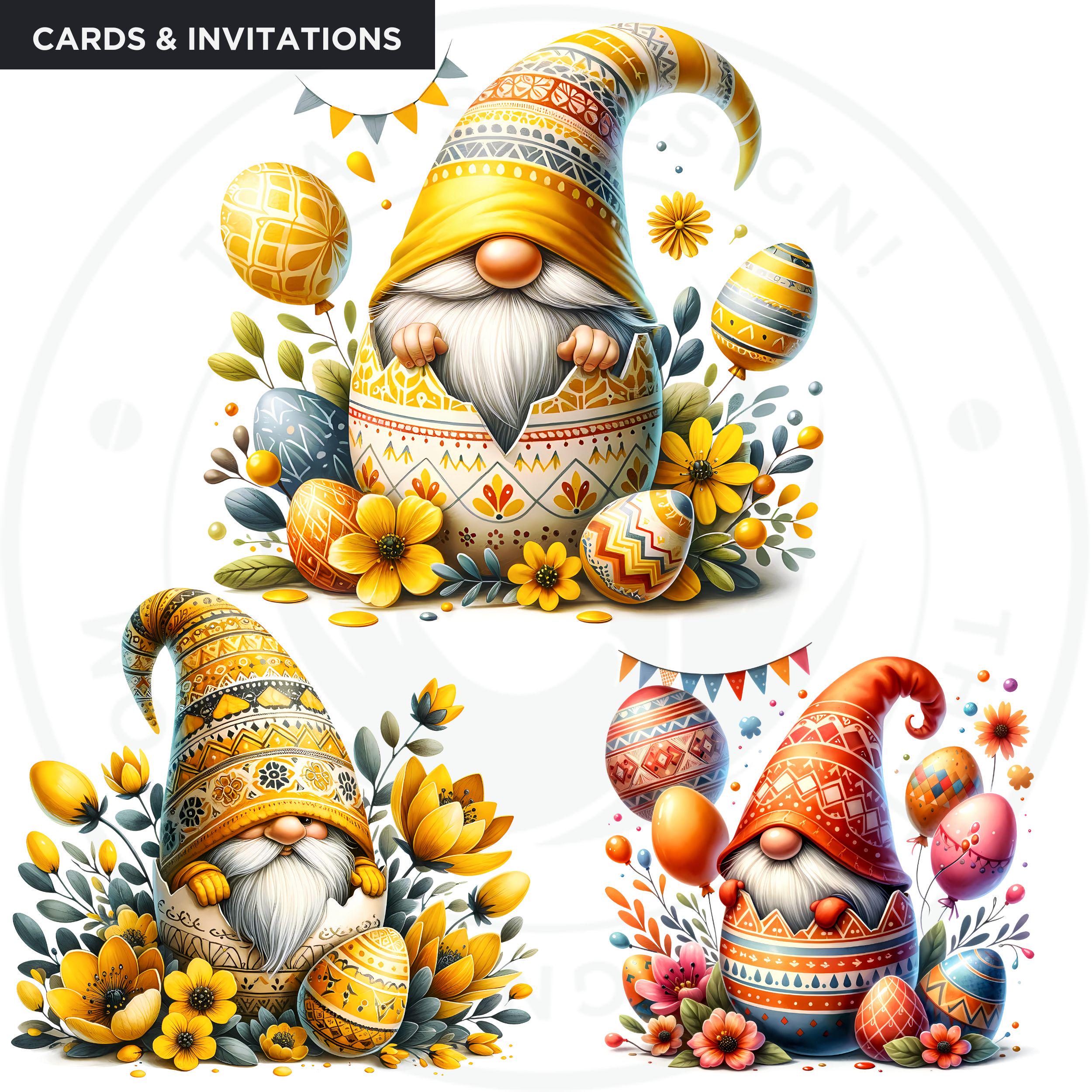 Easter Gnome Clipart Bundle: Watercolor Spring PNG Graphics (commercial ...