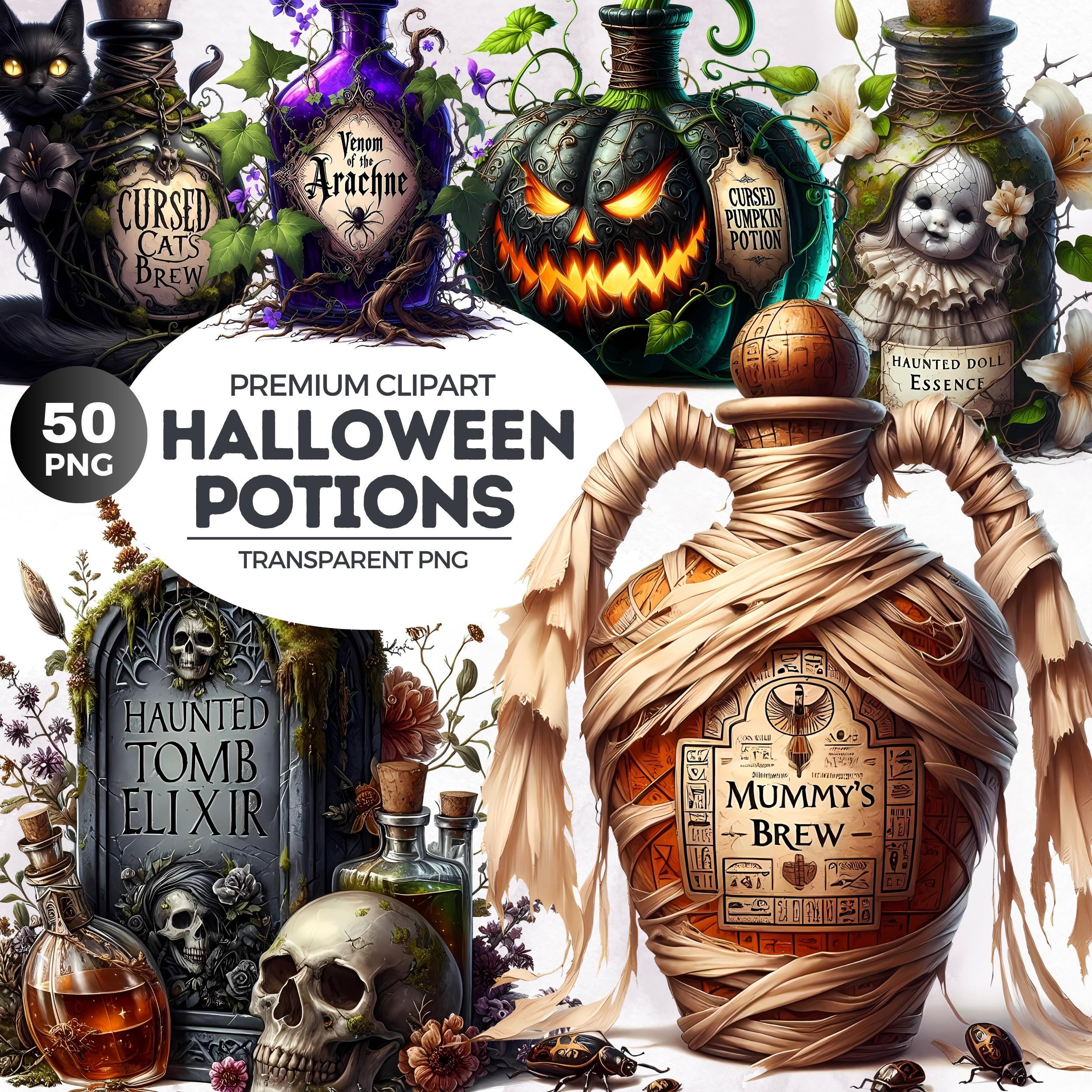 Halloween Potion Bottle Clipart Set: Witchcraft PNG (digital Download ...