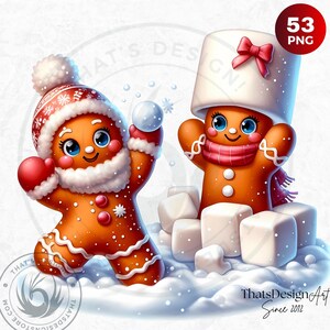 Gingerbread Man Winter Sports Clipart: Skiing & Snowboarding (53 PNG ...