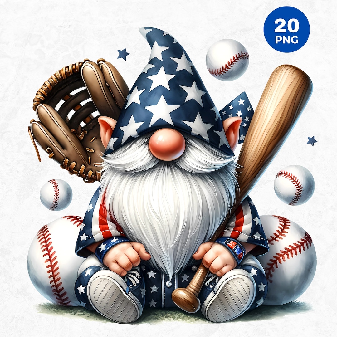 Baseball Gnome Png Set, 20 Watercolor Gnome Clipart, Sports Gnome ...