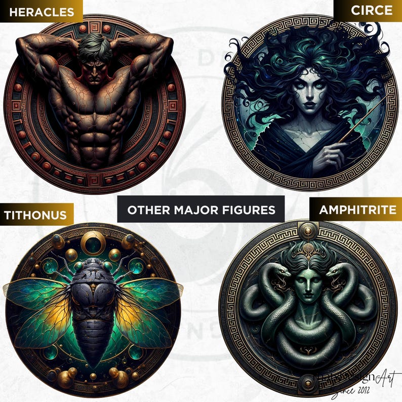 Greek Gods Clipart Set: Whole Pantheon, Ancient Mythology, Olympians ...