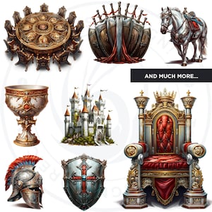 70 Arthurian Legends Clipart Set, Medieval,fantasy Art, King Arthur ...