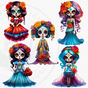 Cute Dolls La Catrina Day of the Dead PNG Clipart Día De Muertos ...
