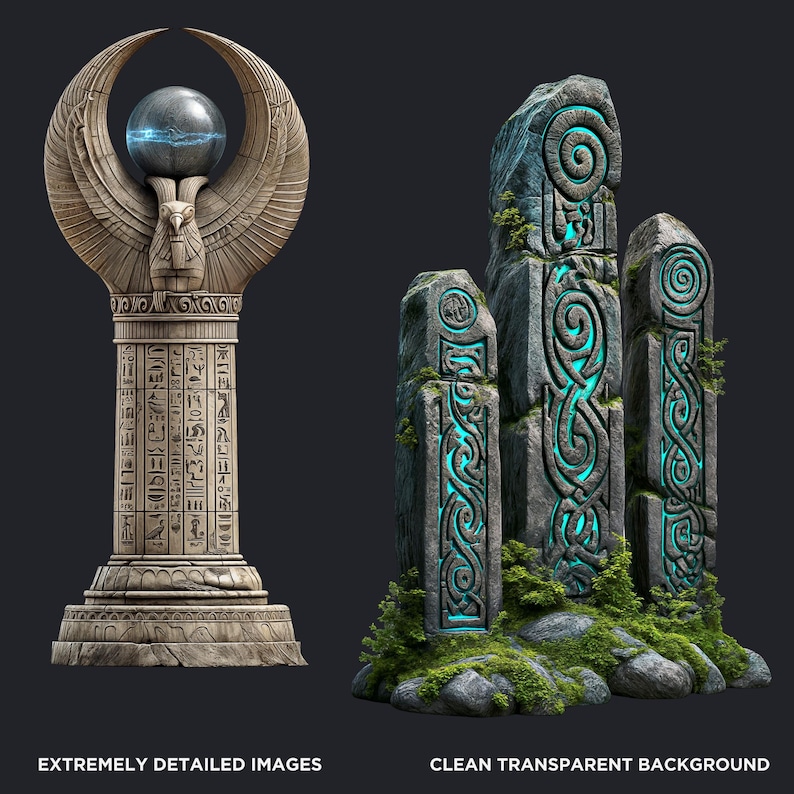 Fantasy Pillars & Monoliths Clipart: World Architecture PNG (digital ...