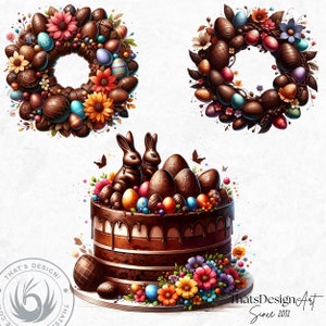Easter Chocolate Clipart Bundle Featuring Easter Bunny, Easter Eggs ...