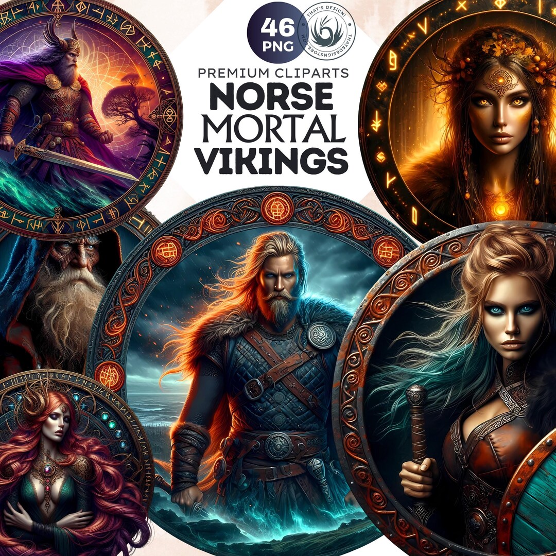 Norse Viking Warriors Clipart Set. Norse Mortals and Heroes ...
