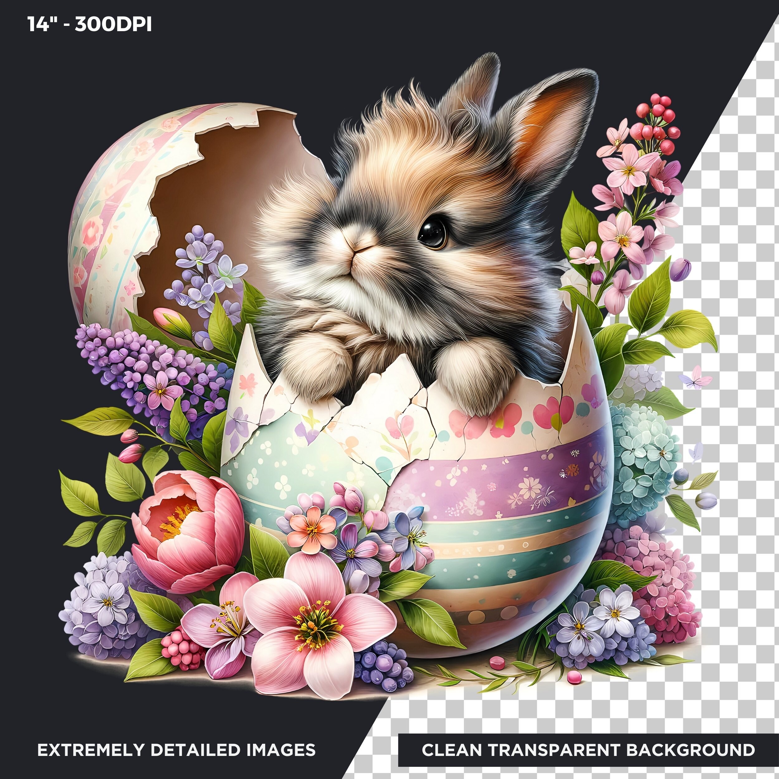 Easter Bunny Egg Clipart Bundle: Spring PNG Graphics (digital Download ...