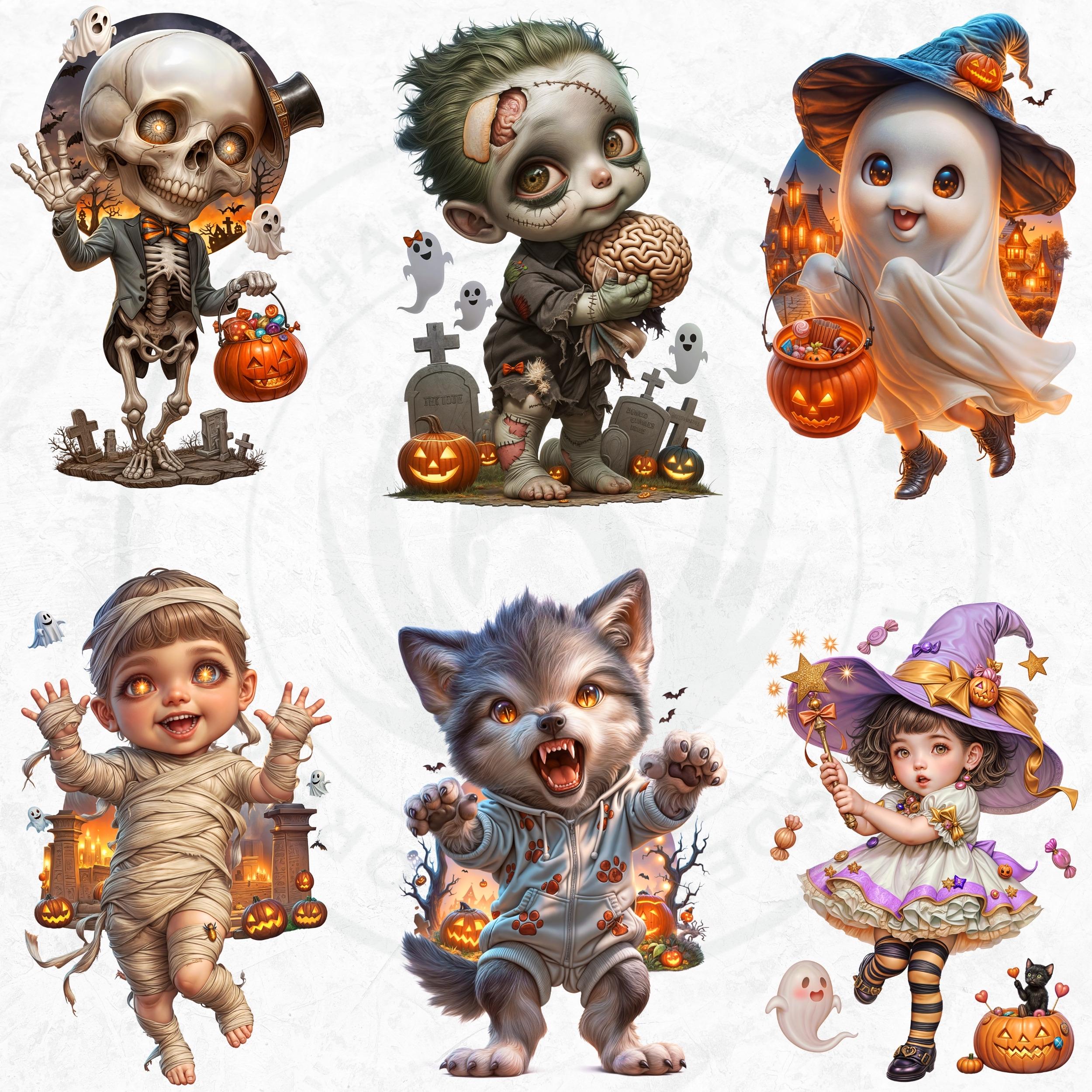 Halloween Character Clipart Set, Ghosts, Witches, Vampires (PNG) - Etsy