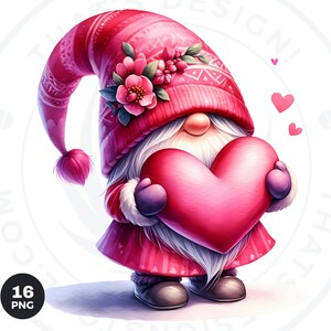 Pink Valentine Gnomes Clipart Set: Love Gnomes PNG (commercial Use) - Etsy