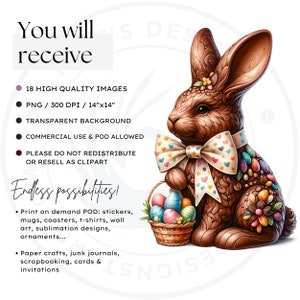 Easter Chocolate Clipart Bundle Featuring Easter Bunny, Easter Eggs ...