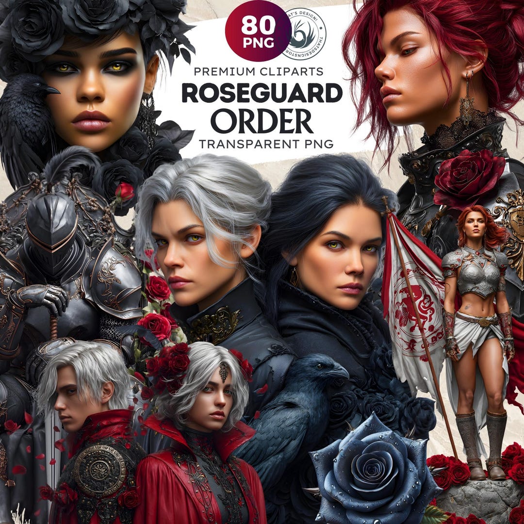 Dark Fantasy Knight Clipart, Roseguard Order, Gothic Armor (PNG 80+) - Etsy