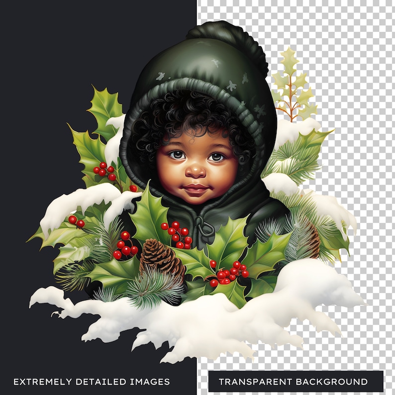 Christmas Black Babies PNG Clipart Bundle Afro Baby Clipart - Etsy
