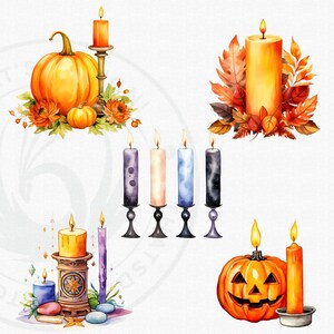 Halloween Candles PNG Watercolor Clipart. Scrap Book, Junk Journal ...