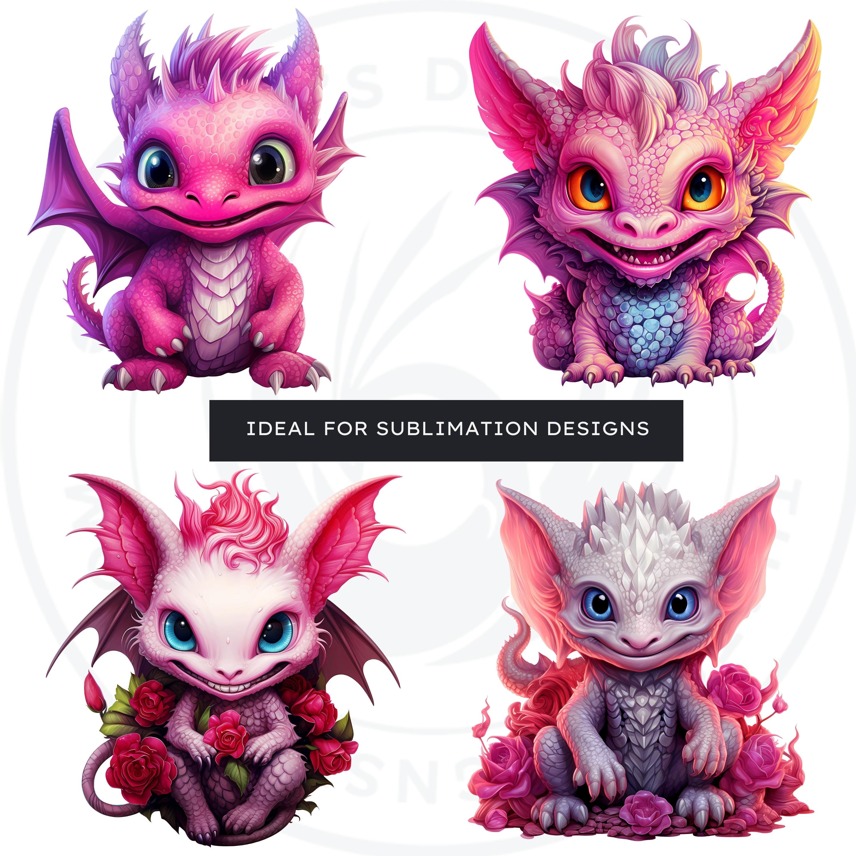 Cute Pink Baby Dragons Clipart PNG for Crafts and - Etsy