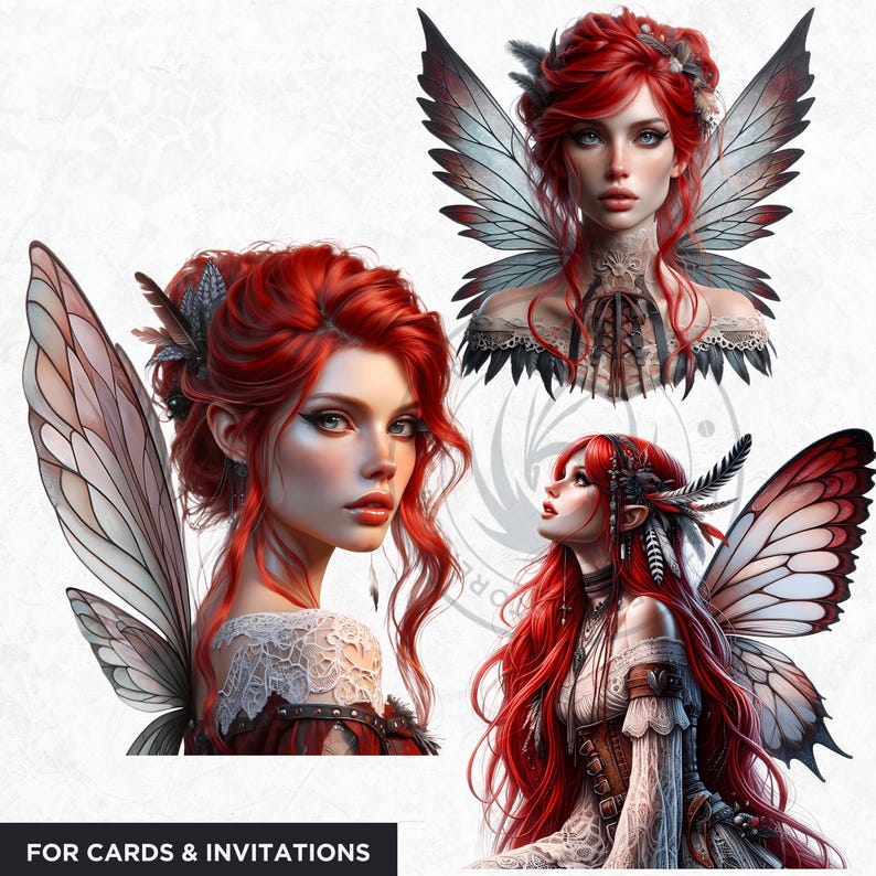 Western Boho Fairy Clipart Set: Gothic Victorian Fantasy (PNG Digital ...