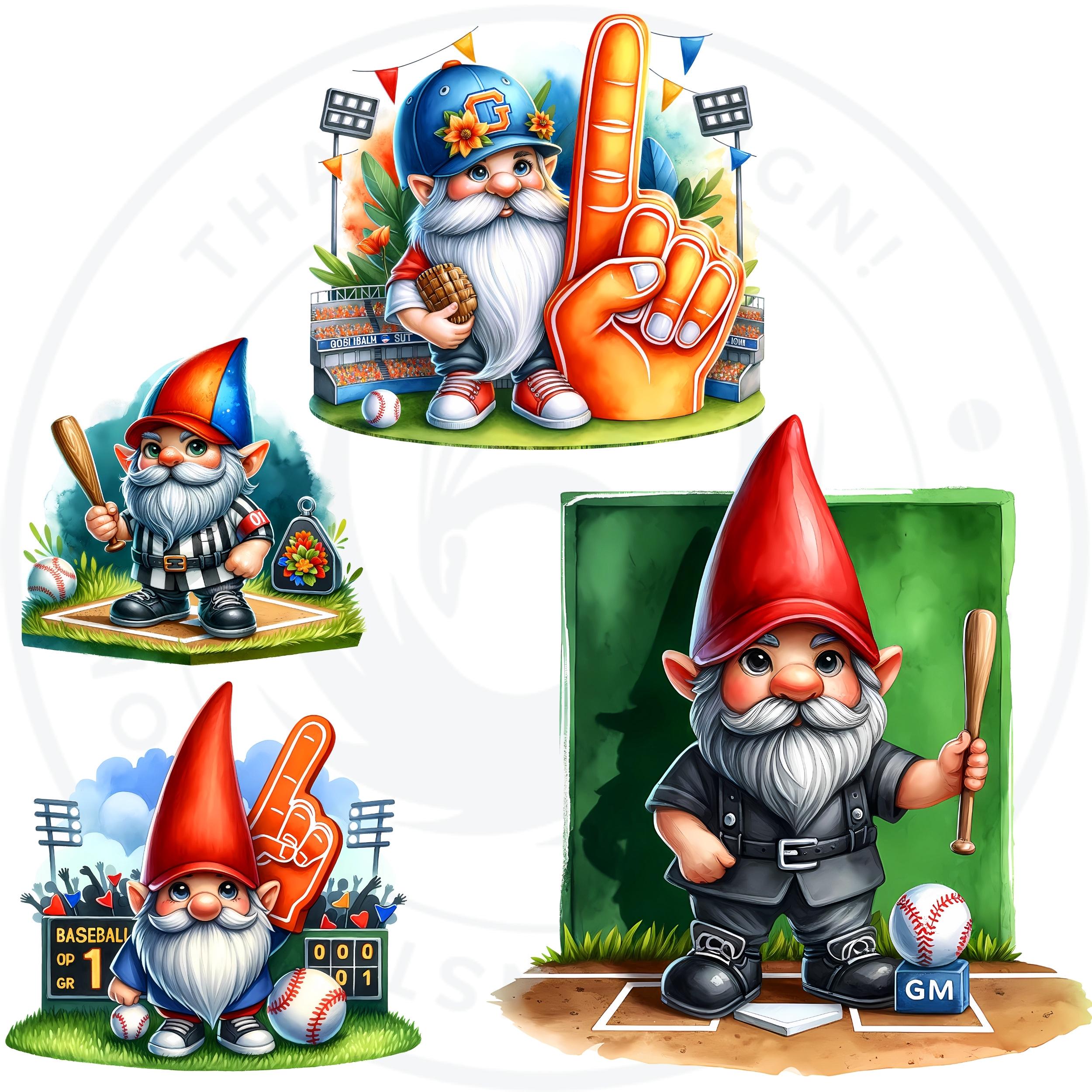 Baseball Gnome Clipart Set: Watercolor Sport Gnomes (PNG) - Etsy