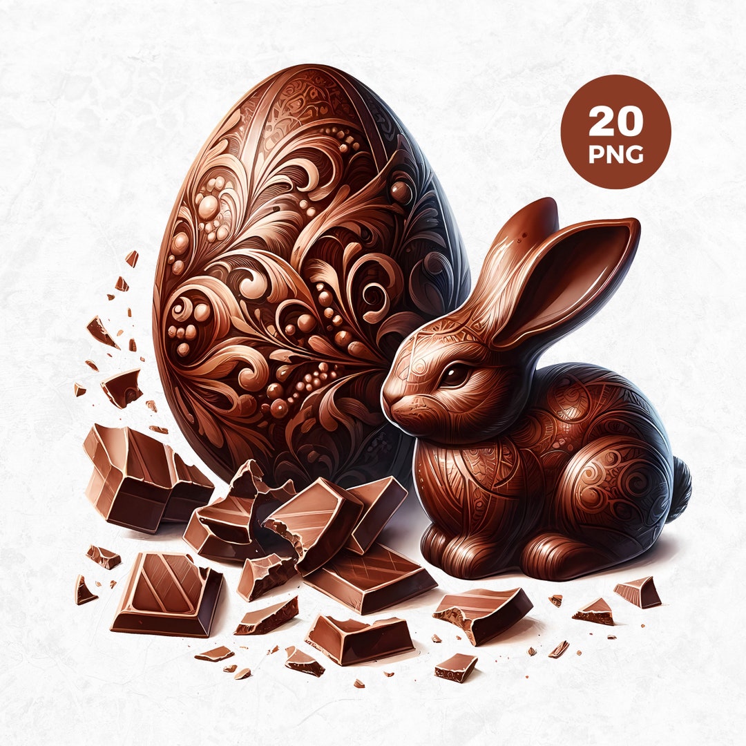 Easter Chocolate Clipart Bundle Featuring Easter Bunny, Eggs, Treats ...