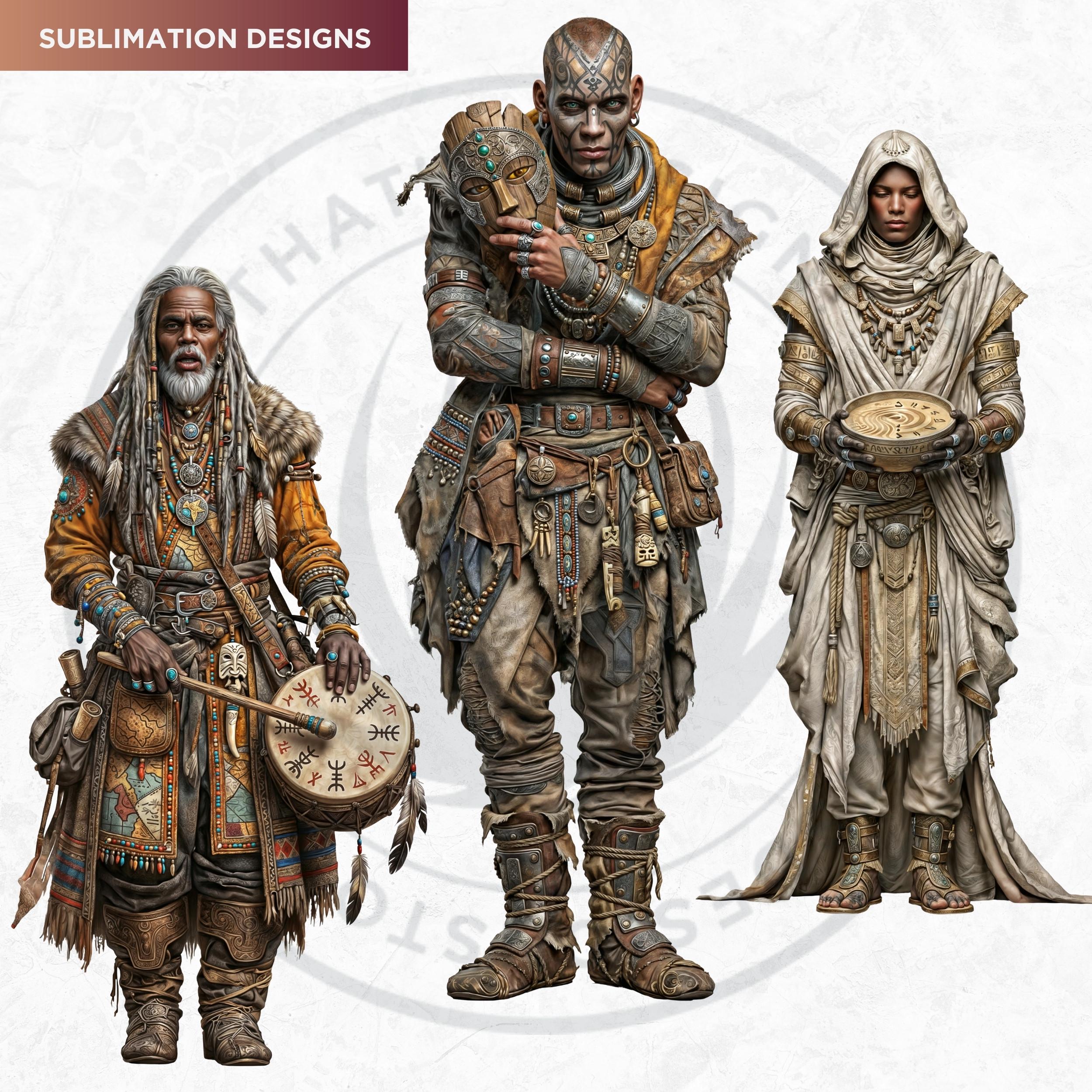 Nomadic Fantasy Characters Clipart Bundle: Desert Traveler PNG, RPG ...